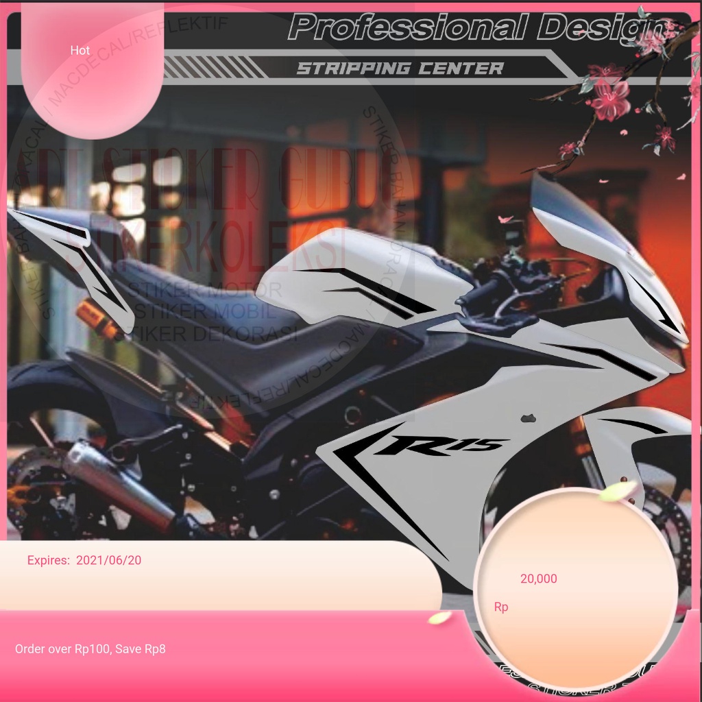 Jual STIKER Striping R15 V3 Cutting Sticker Kode R15-02 List Simpel ...
