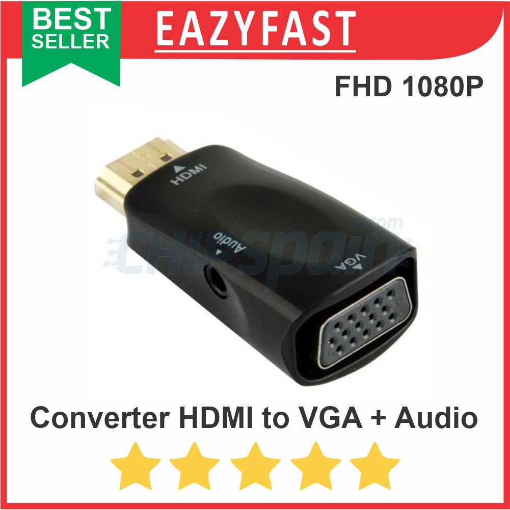 Jual Converter HDMI to VGA + Audio Adapter Adaptor 1080p Raspberry Pi ...