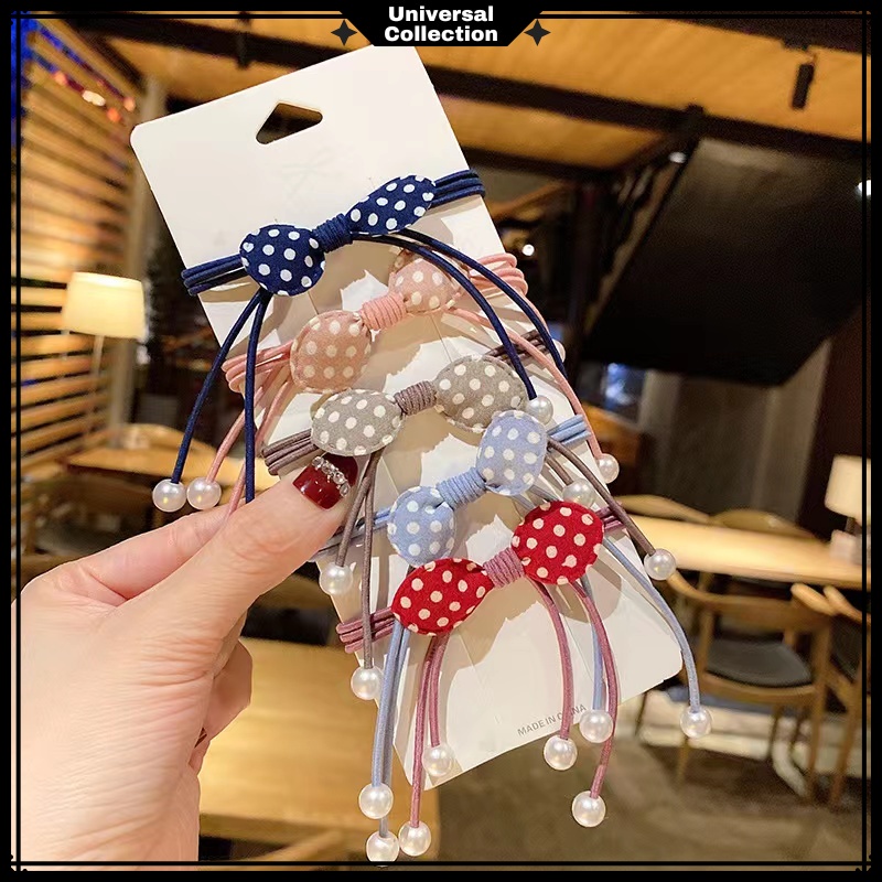 Jual IKATAN RAMBUT KOREA PITA PANJANG IMPORT / IKAT RAMBUT KARET MOTIF ...