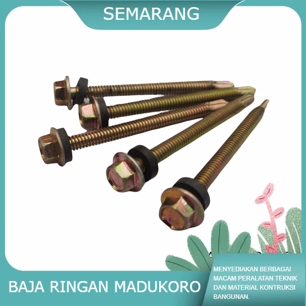 Jual BAUT ROOFING M5 x 65 (7cm) LION ROFING RUPING BAUT GALVALUM ...