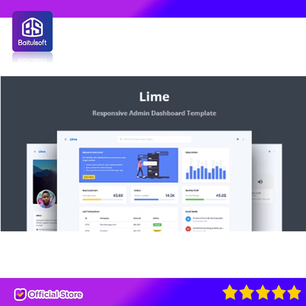 Jual LIME - RESPONSIVE ADMIN DASHBOARD TEMPLATE | Shopee Indonesia
