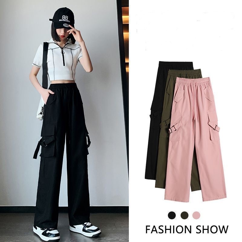 Jual Cargo Pants Wanita Casual Highwaist Celana Cargo Hitam Korean ...