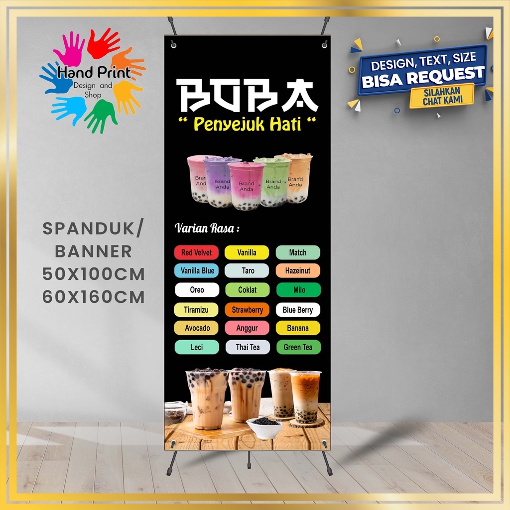 Jual SPANDUK / BANNER Es Boba Hitam H Bisa Request Desain | Shopee ...