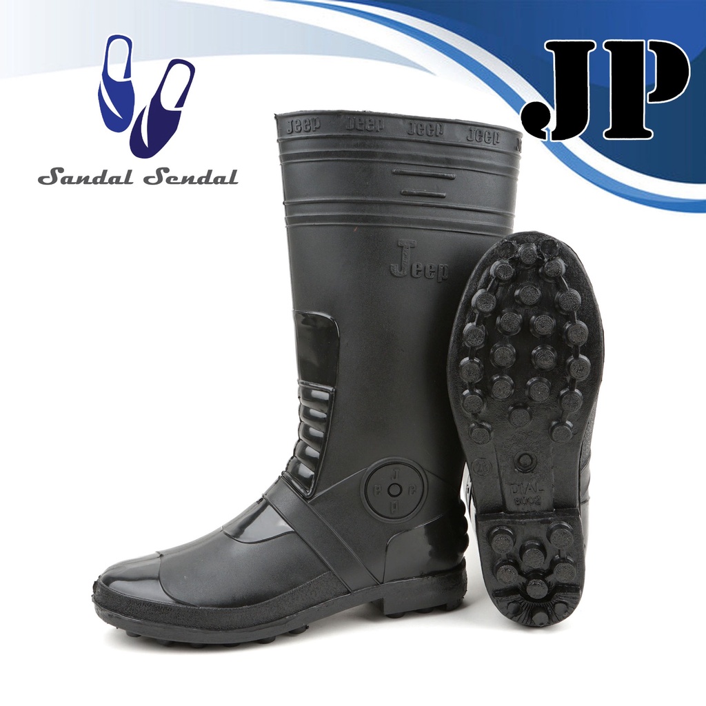 Jual Sepatu Boot Tinggi JP 8002 Hitam Jeep Karet Lokal Lentur Ringan ...
