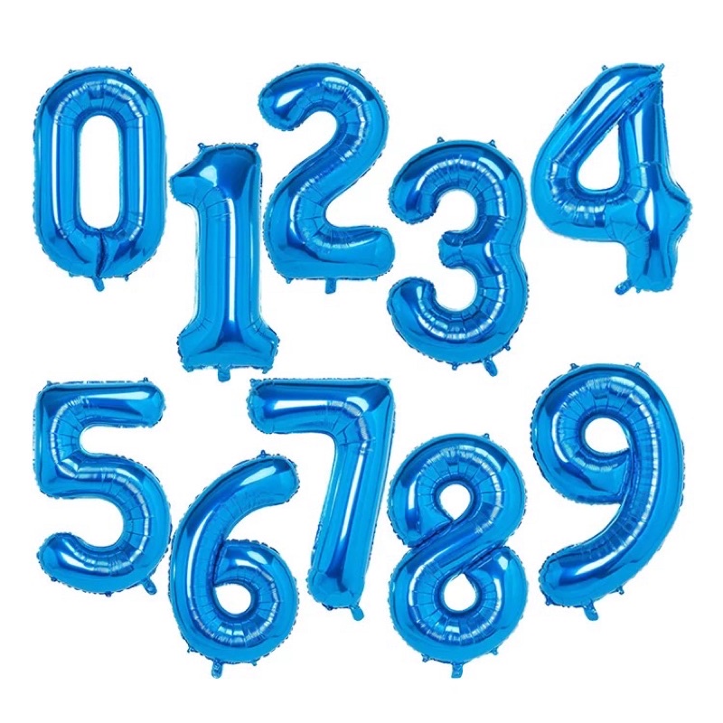 Jual BALON FOIL ANGKA 0-9 WARNA BIRU 80CM/32INCH & 40CM/16INCH -HL ...