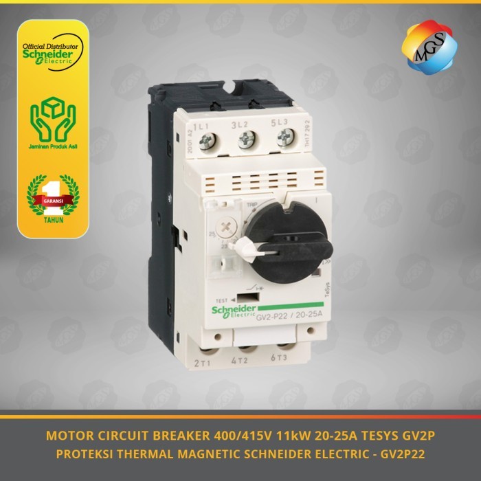 Jual MOTOR CIRCUIT BREAKER TESYS GV2 THERMAL-MAGNETIC 20-25A - GV2P22 ...