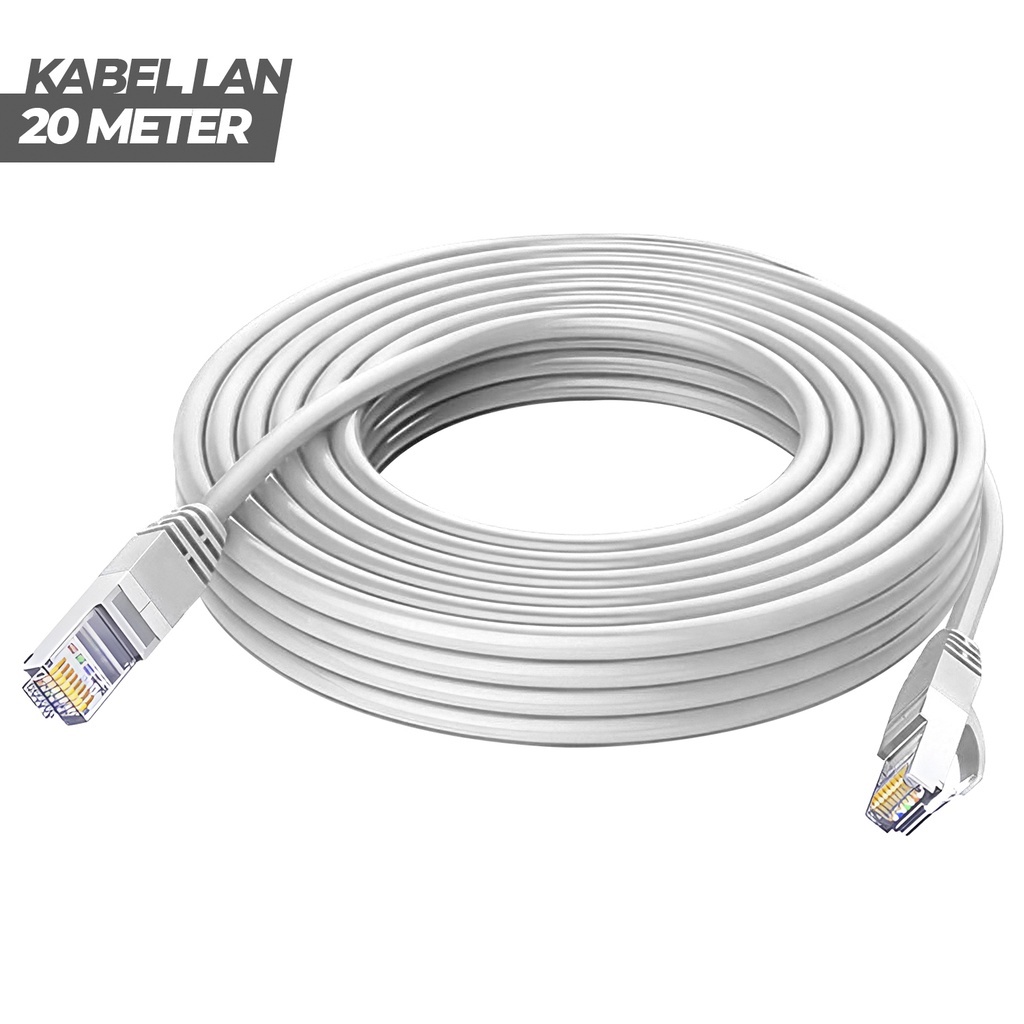 Jual Kabel LAN Jaringan 20 Meter UTP jaringan CAT 5e 20m (20meter) + RJ45 Kabel LAN Kabel LAN 20 ...
