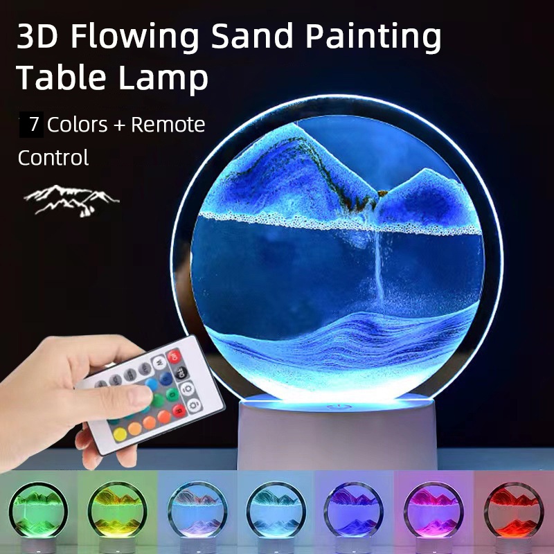 Jual 7 WARNA lampu malam Moving sandscape lampu 3d Lampu Pasir ...