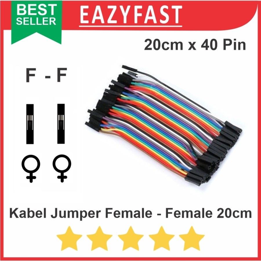 Jual Kabel Jumper Female to Female 20cm 20 cm 40p 40 Pin Pcs Arduino ...
