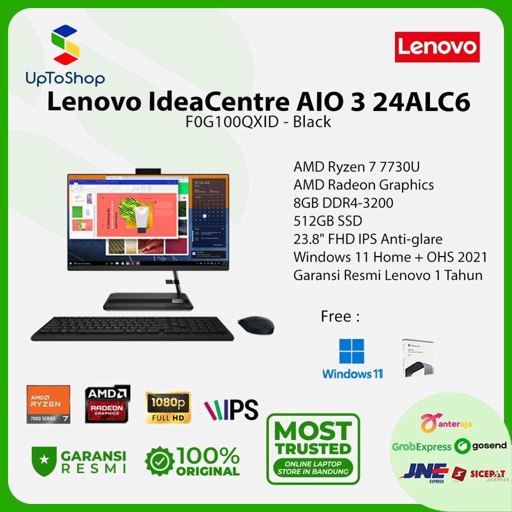 Jual Lenovo IdeaCentre AIO 3 24ALC6 QXID Ryzen 7 7730U 8GB 512GB W11 ...