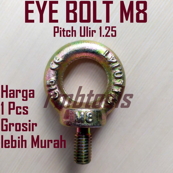 Jual BAUT EYE BOLT M8 KUNING PITCH 1.25 BAUT 12 / BAUT MATA GANTUNG ...