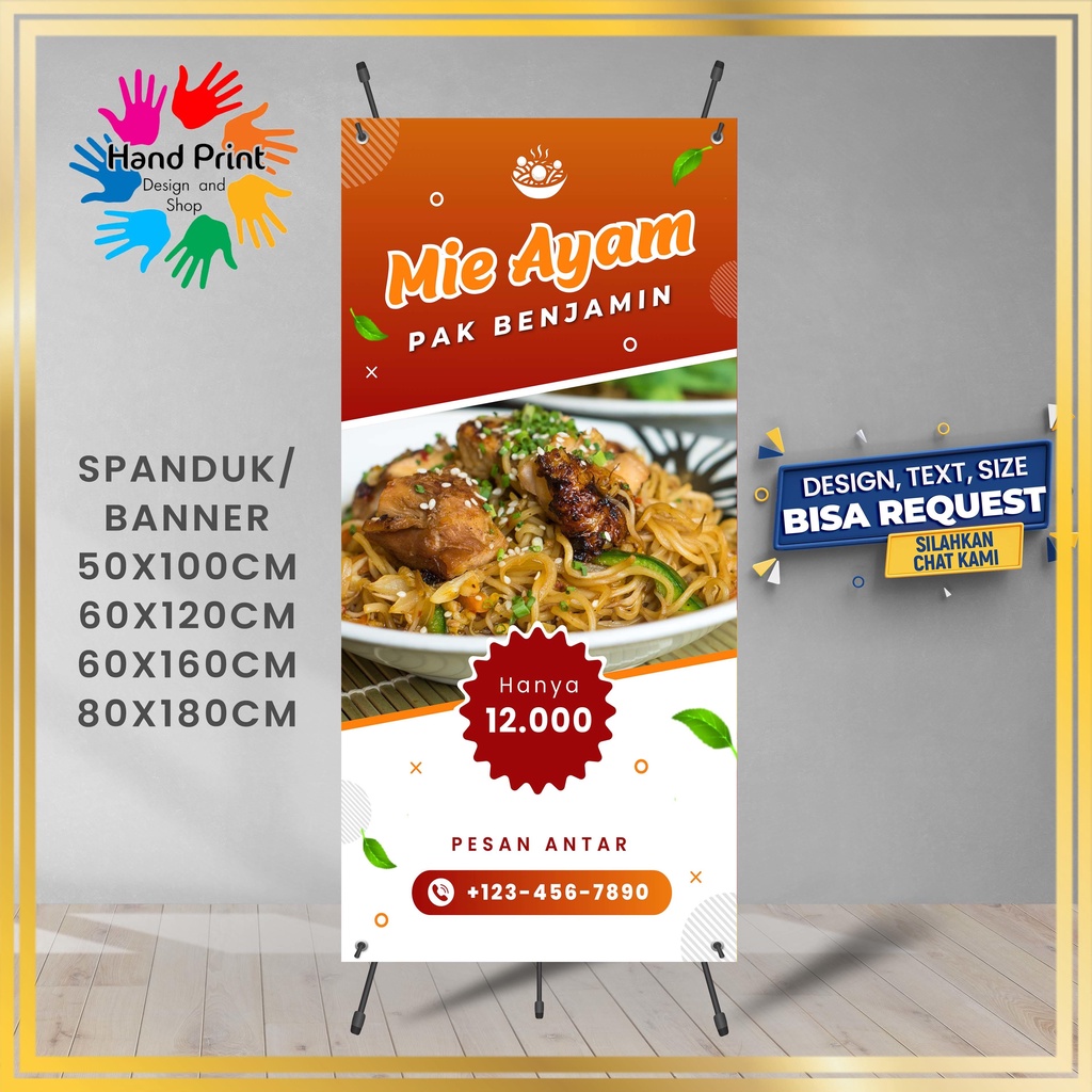 Jual SPANDUK / BANNER Warung Mie Ayam Mie Pangsit Merah 60x160 CM Cocok ...