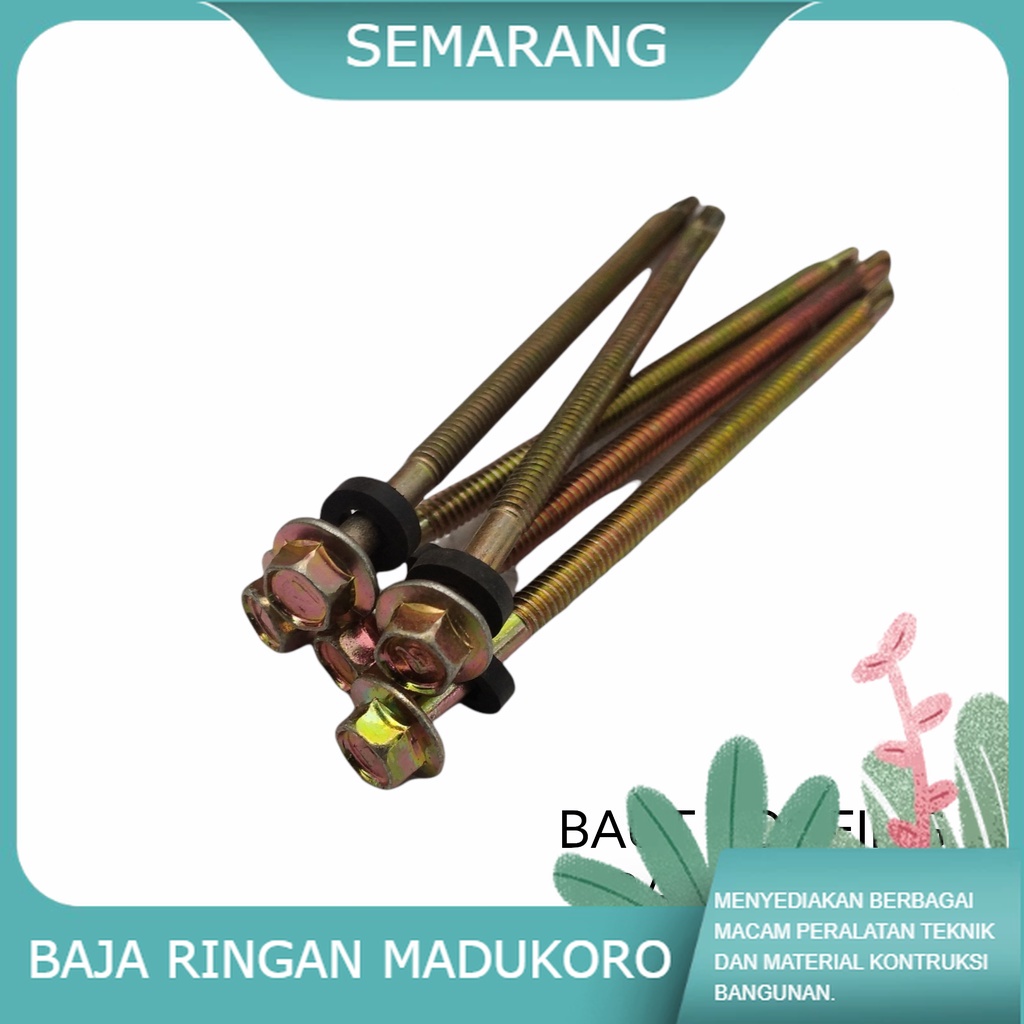 Jual BAUT ROOFING M5 x 100mm ROFING ROPING BAUT GALVALUM | Shopee Indonesia