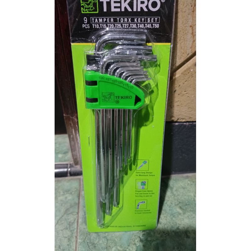 Jual Tekiro Kunci L Bintang 9 pcs Lubang Tamper Torx Key Long Set | Shopee Indonesia