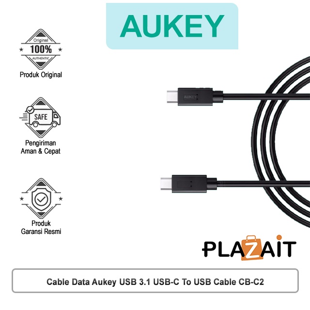 Jual Cable Data Aukey USB 3.1 USB-C To USB Cable CB-C2 | Shopee Indonesia