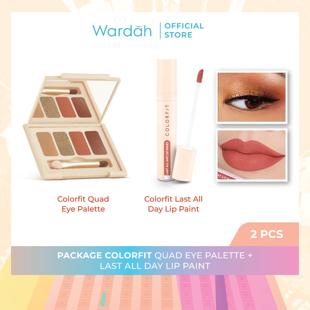 Jual Paket Wardah Colorfit Quad Eye Palette + Last All Day Lip Paint | Shopee Indonesia
