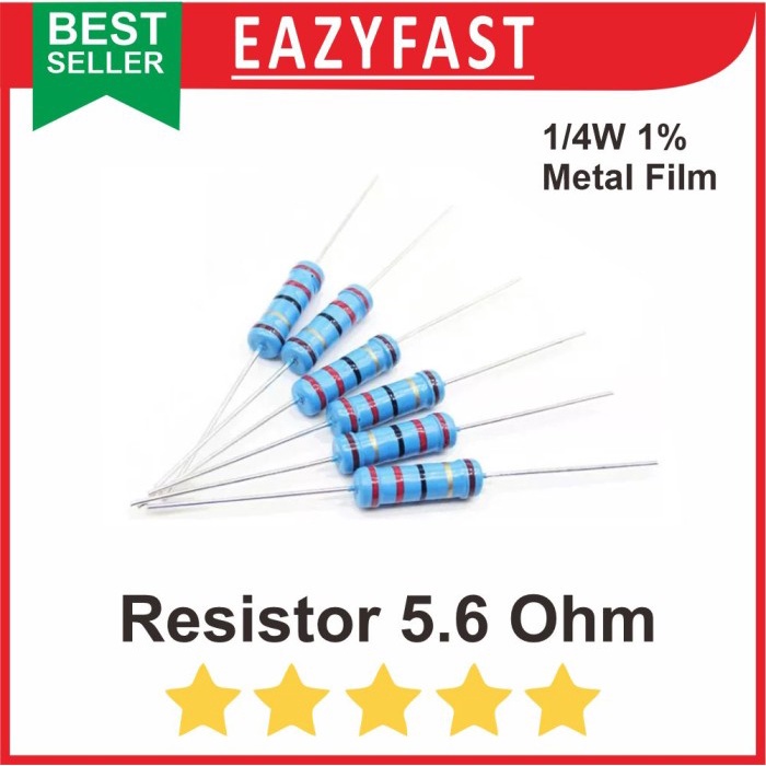 Jual Resistor R 5.6 R5.6 Ohm 1/4W 1/4 Watt Metal Film Biru DIP ...