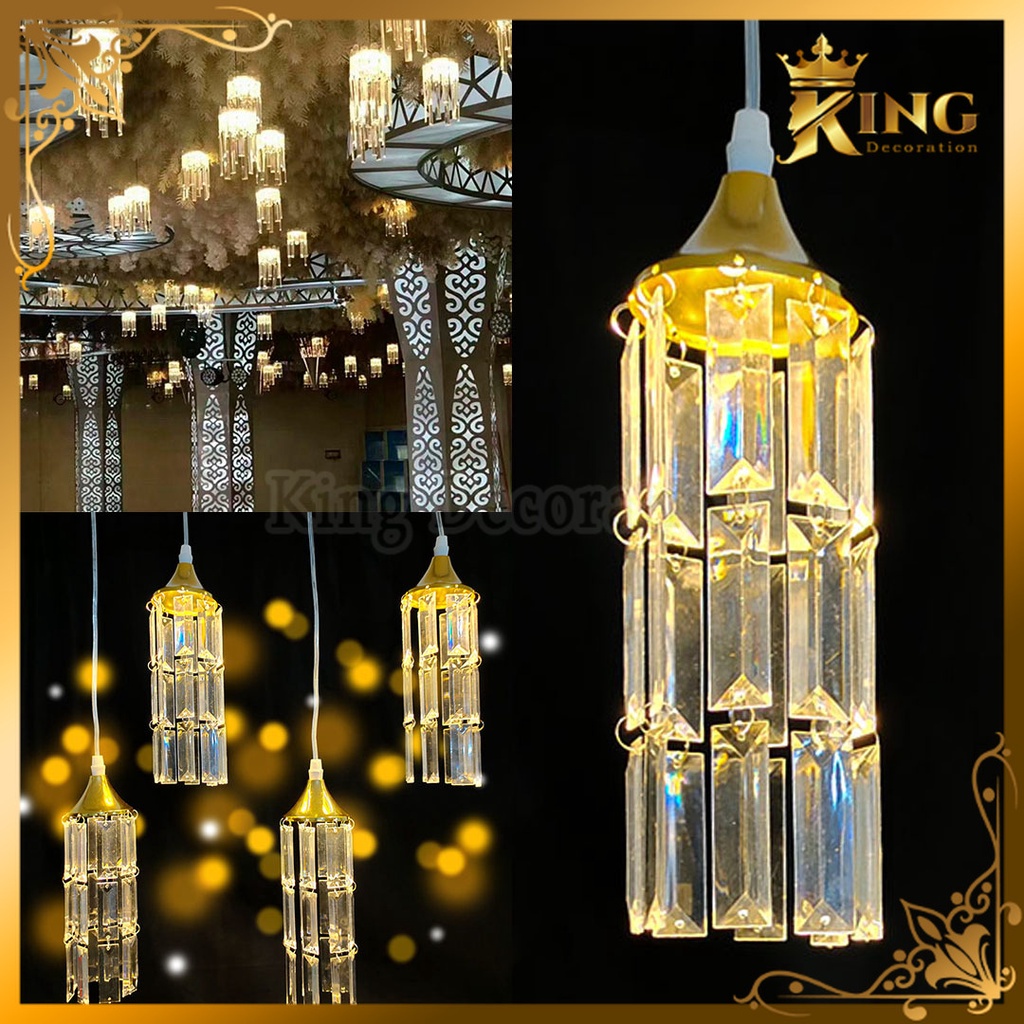 Jual Lampu Rumbai Gantung Akrilik 1 Set Isi 10 Kristal Lampu Rumbai LED ...