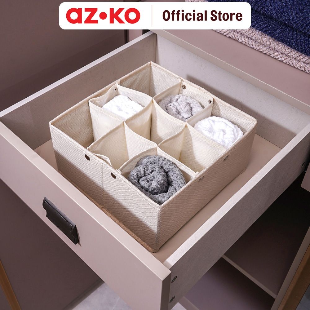 Jual AZKO Stora 26.5x26.5x13 cm Organizer Laci 9 Kompartemen - Krem ...