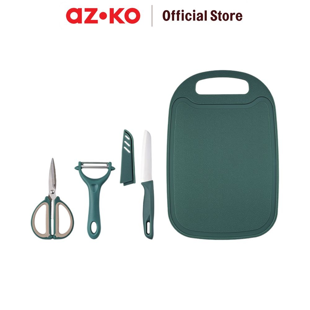 Jual AZKO Kris Set 4 Pcs Pisau Dapur Dengan Talenan - Hijau Knife And ...