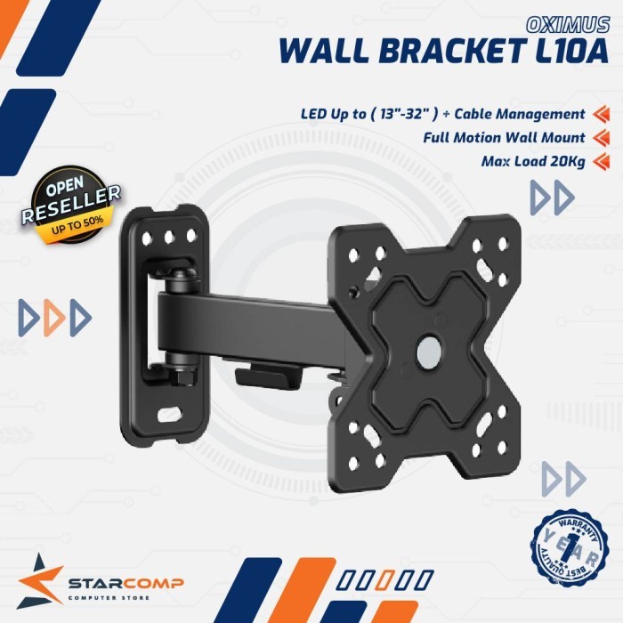 Jual OXIMUS L10A (13"-32") / L10D (13"-43") Wall BRACKET TV Mount Bracket Dinding 20kg Tilt ...