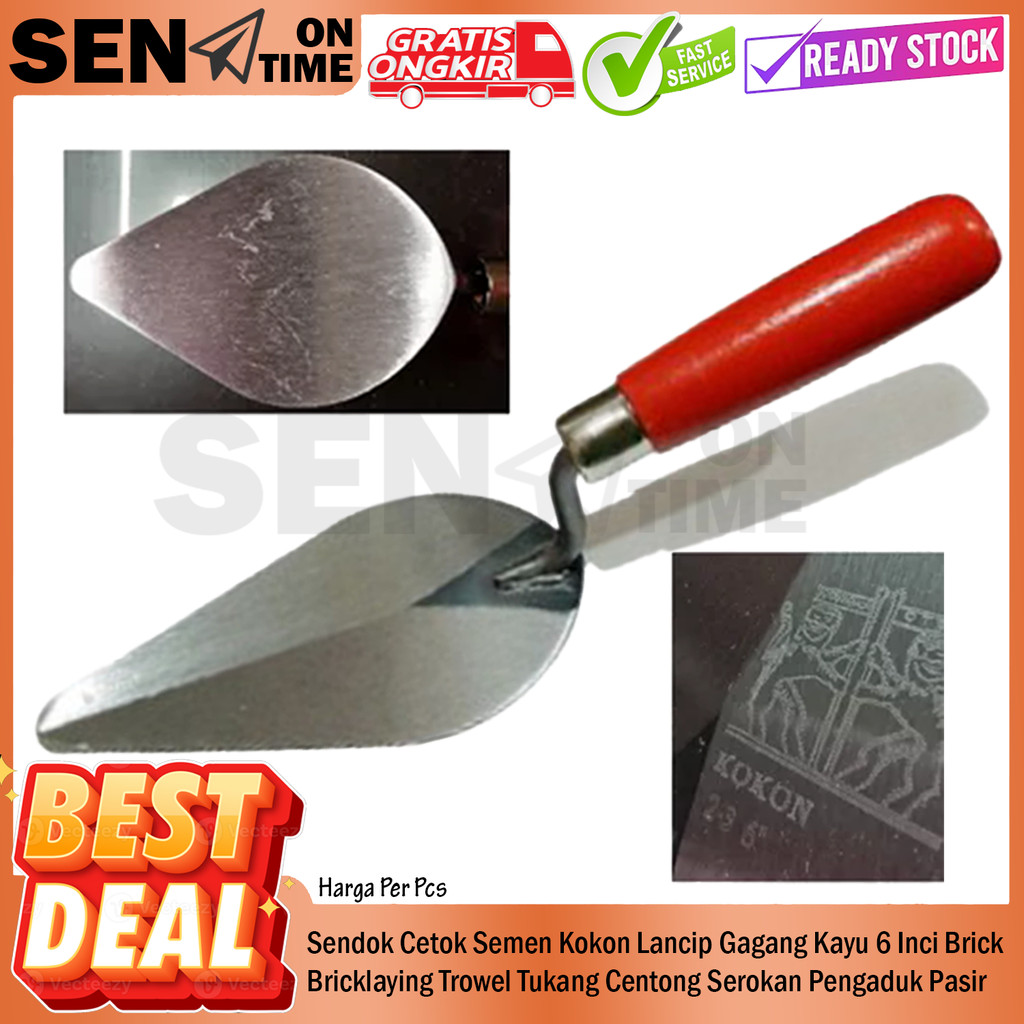 Jual Cetok Semen Kokon Lancip Gagang Kayu 6 Inci Brick Bricklaying ...
