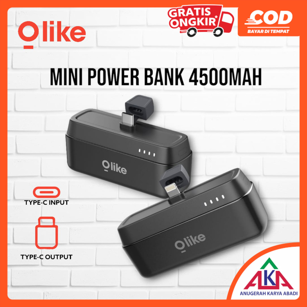 Jual OLIKE Powerbank Mini Port USB Type C Lightning 4500mAh 2.1A Power ...