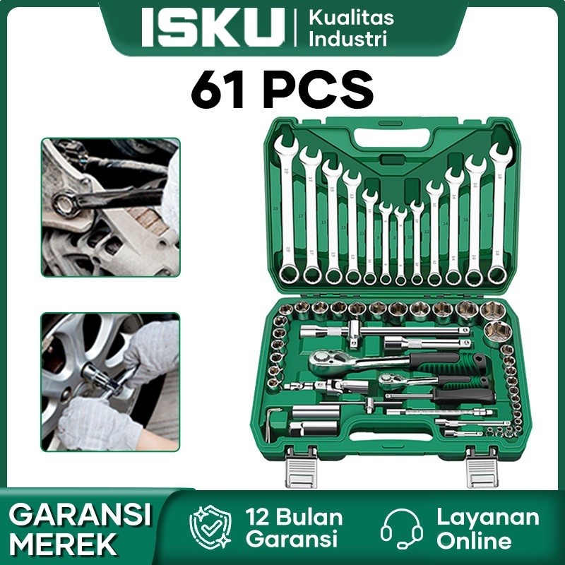 Jual ISKU Tool Kit Set 61pcs Socket Wrenc Set Kunci Shock Set Kunci ...