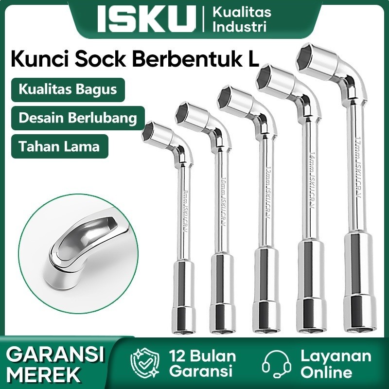 Jual ISKU Kunci Sock L DR 1/2 Inch 6PT 8-17mm Kunci L Sock Shock L ...