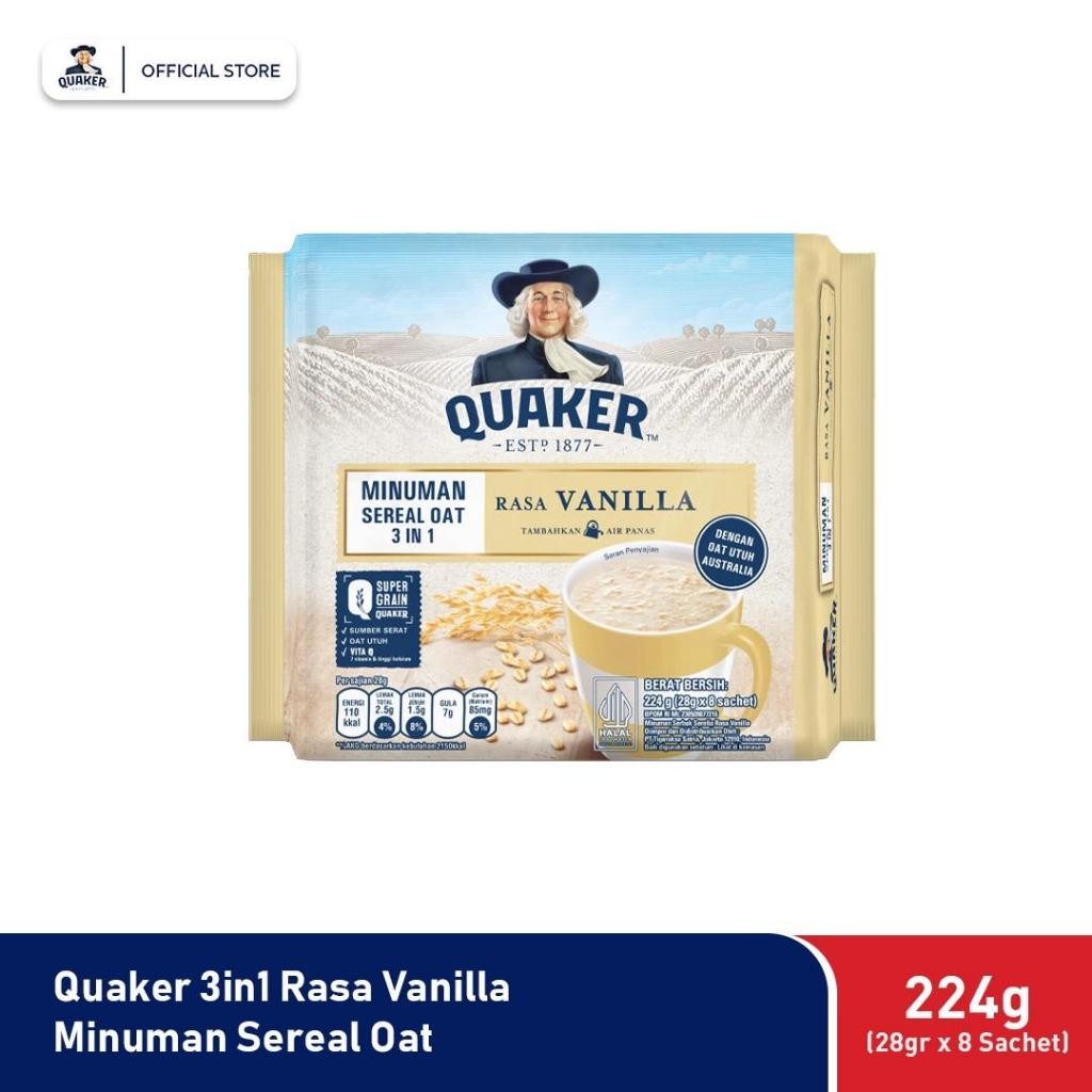 Jual Quaker 3in1 Vanilla Minuman Sereal Oat 224gr (24gr x 8 sachet ...