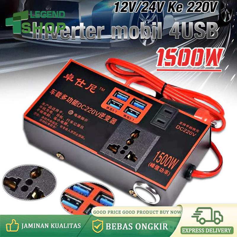 Jual 1500W DC 12V / 24V Ke AC 220V Adaptor Inverter Daya Mobil USB ...