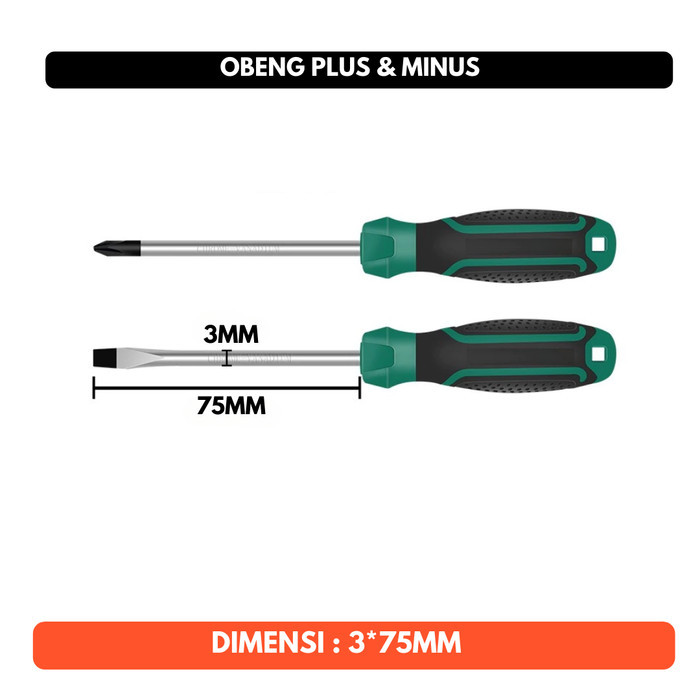 Jual Obeng Plus Minus Magnet Screw Baut Perkakas Panjang 75mm Diameter ...