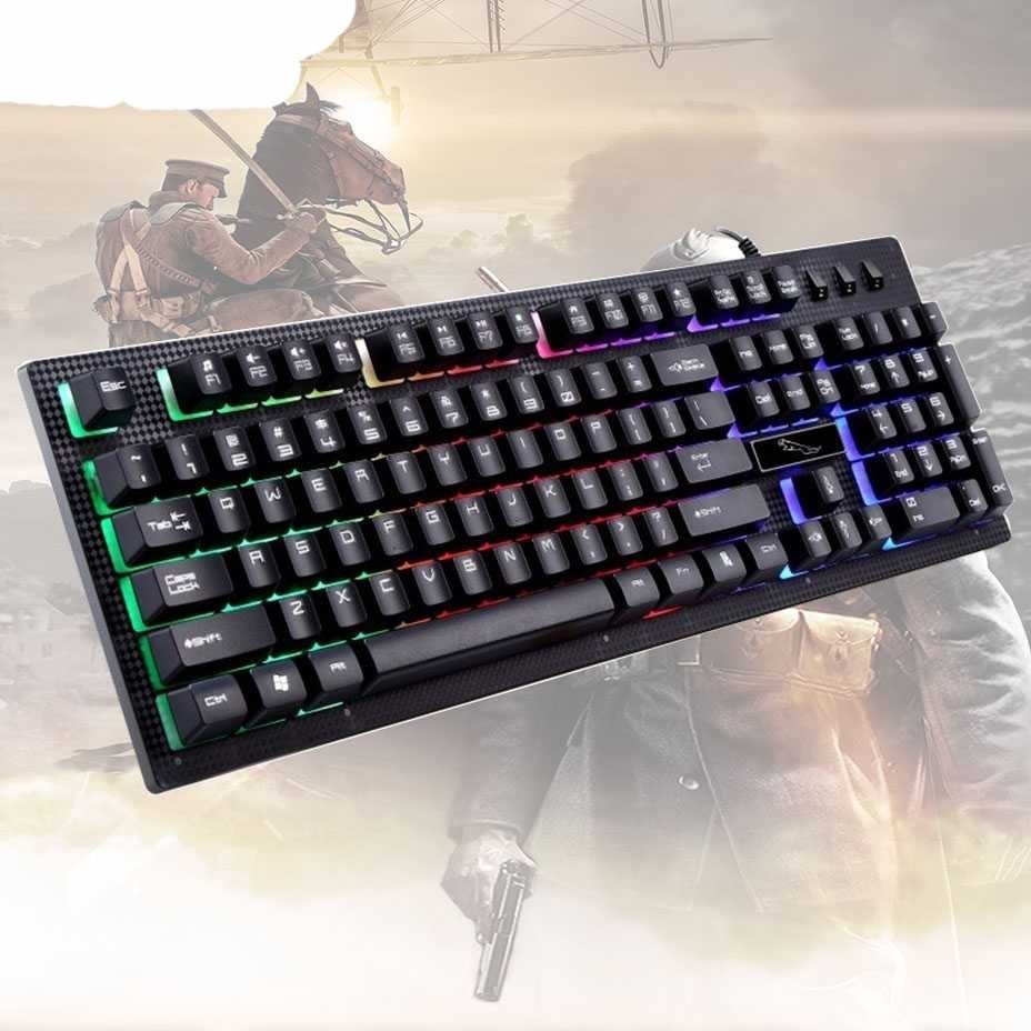 Jual Leopard Gaming Keyboard LED RGB Mechanical Feel USB Wired 104 Keys ...