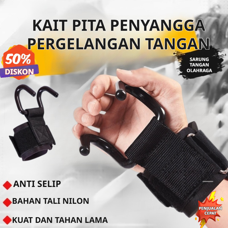 Jual COD [Kirim Dalam 24 Jam]Fitness Weight Lifting Hook Gym wrist band ...