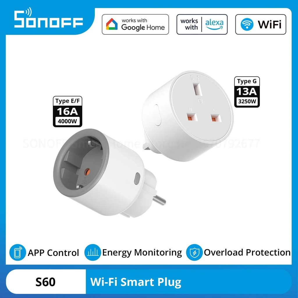 Jual SONOFF S60 Wi-Fi Smart Plug Voice Remote Control Energy Monitoring ...