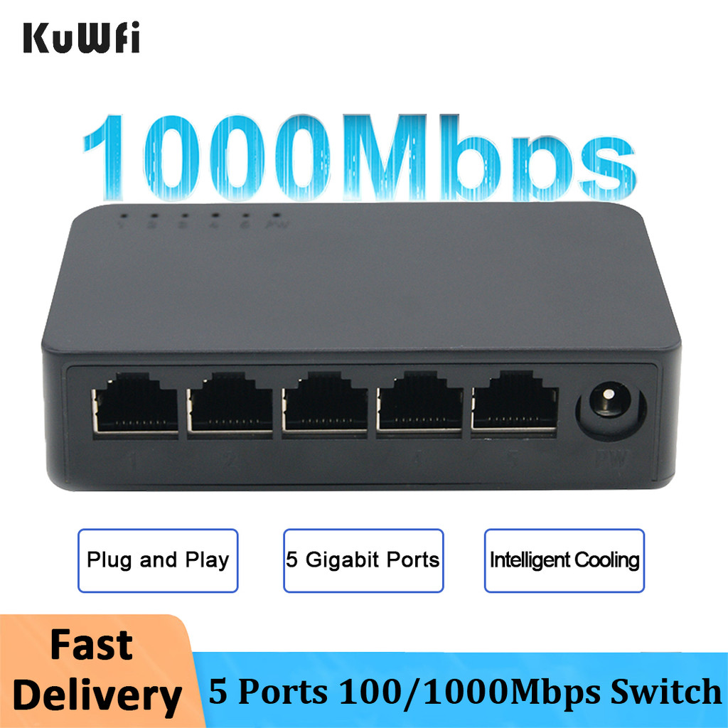Jual KuWfi 5 Ports Network Switch 100/1000Mbps RJ45 LAN Hub Adapter ...