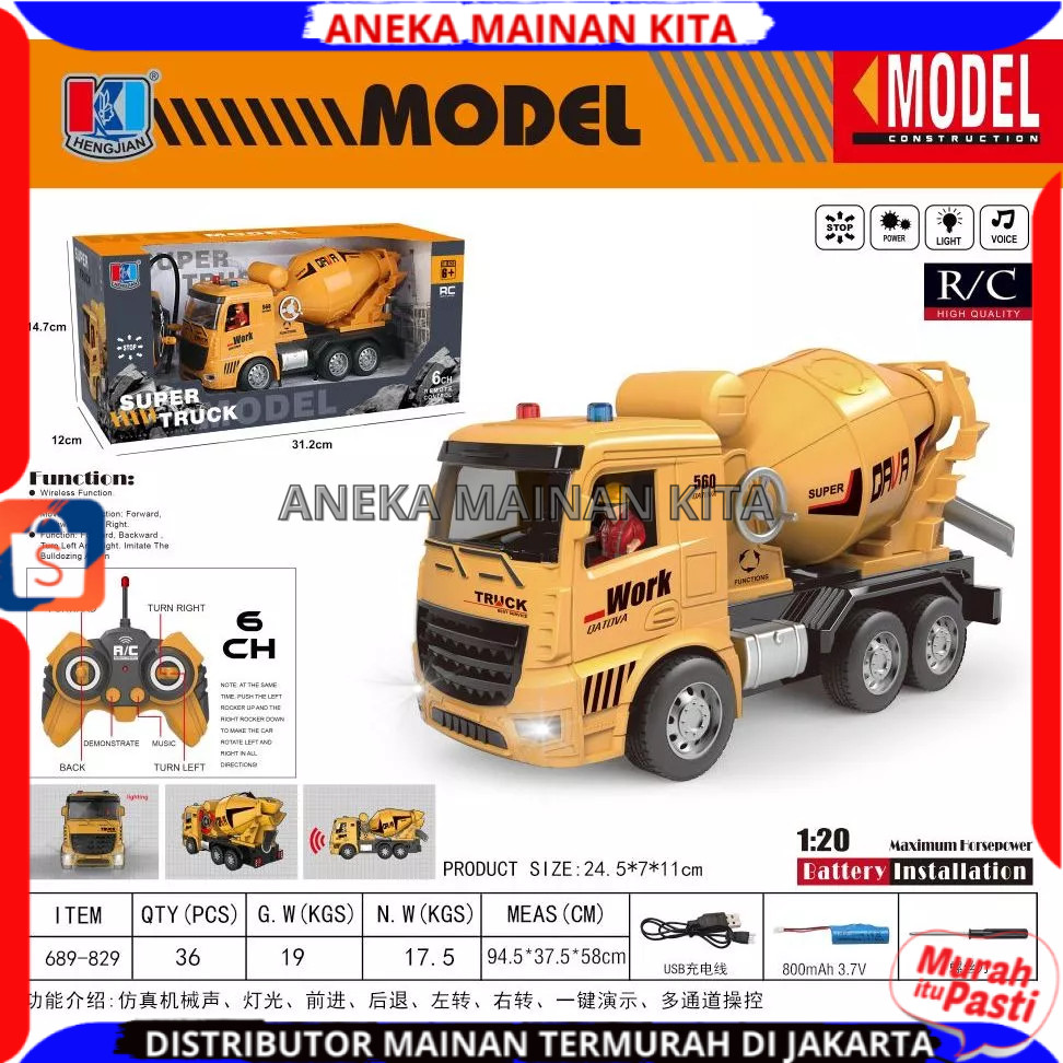 Jual Mainan Mobil Remote Control RC Konstruksi Truck Dump 1:20 Roda 6 ...