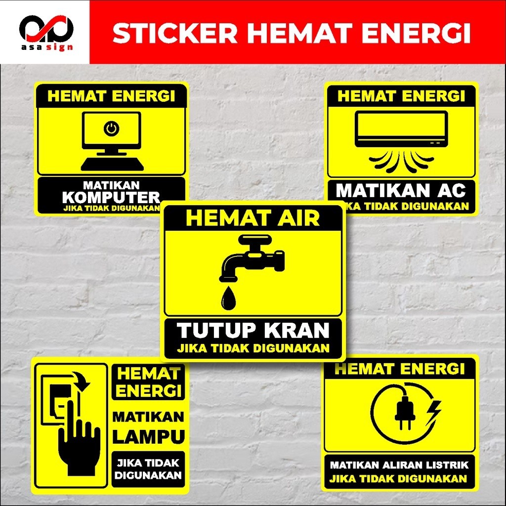 Jual Cetak STIKER HEMAT ENERGI | matikan komputer, matikan AC, matikan lampu, cabut colokan ...