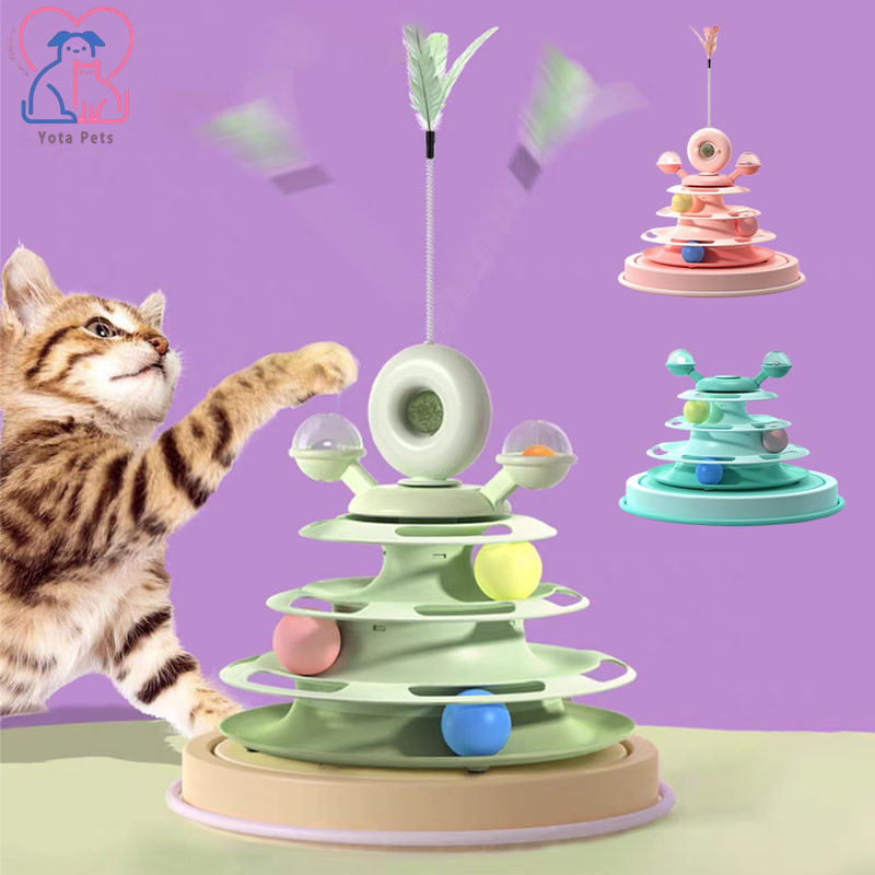 Jual Cat Toys Tower 4 Susun Interaktif Mainan Kucing Interaktif Play ...