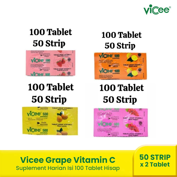 Jual Vicee 500 Vitamin C Suplement Harian Isi 100 Tablet Hisap (50 ...
