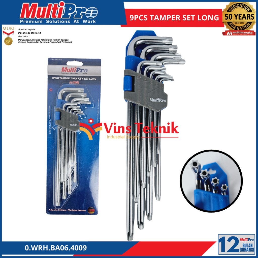 Jual Multipro Kunci L Panjang MULTIPRO Hex Key Tamper Torx Key Set Long ...