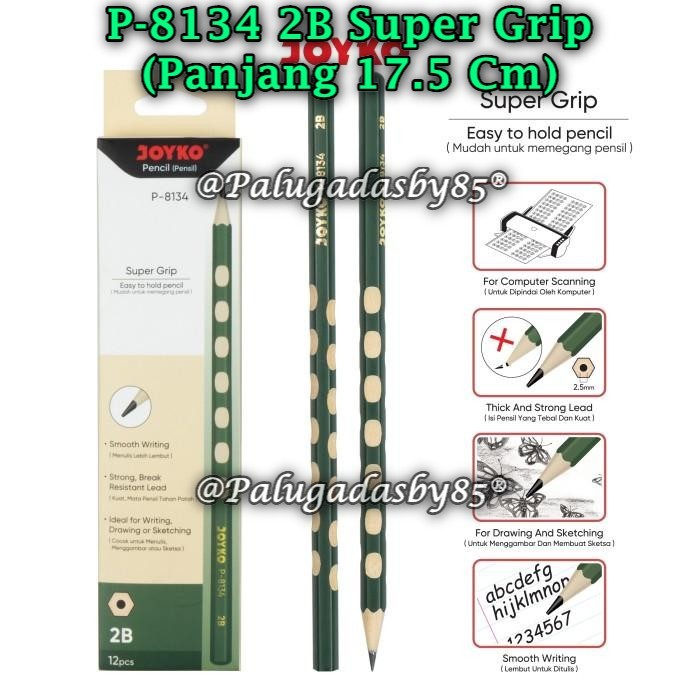 Jual (1 Pak/12) GROSIR Pensil JOYKO P-8134 2B Super Grip / Pencil ...