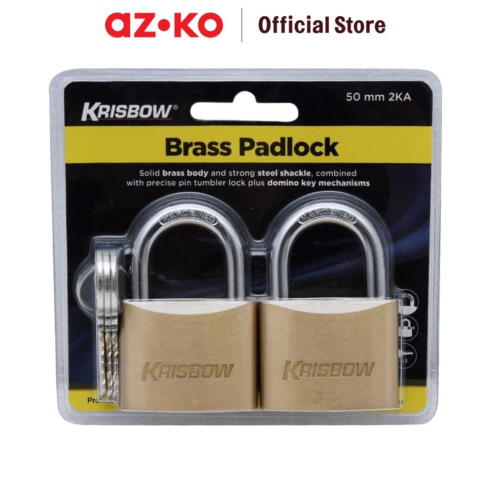 Jual AZKO Krisbow Gembok Kuningan 2ka Bc9050 5 cm Steel Padlock Besi ...