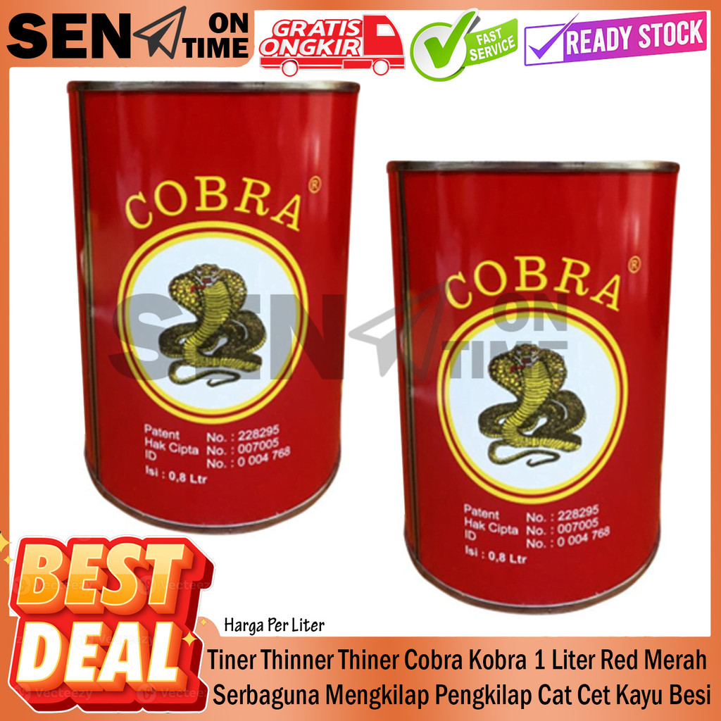 Jual Tiner Thiner Tinner Tener Thinner Cobra Kobra Merah Kaleng 1l 0 ...