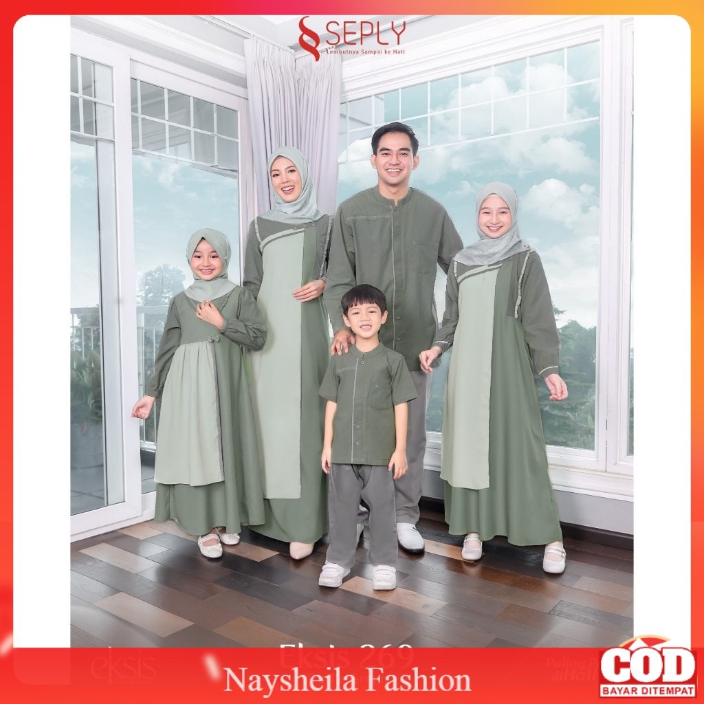 Jual Baju Lebaran 2025 Couple Keluarga Sarimbit Eksis 269 Truffle Green ...