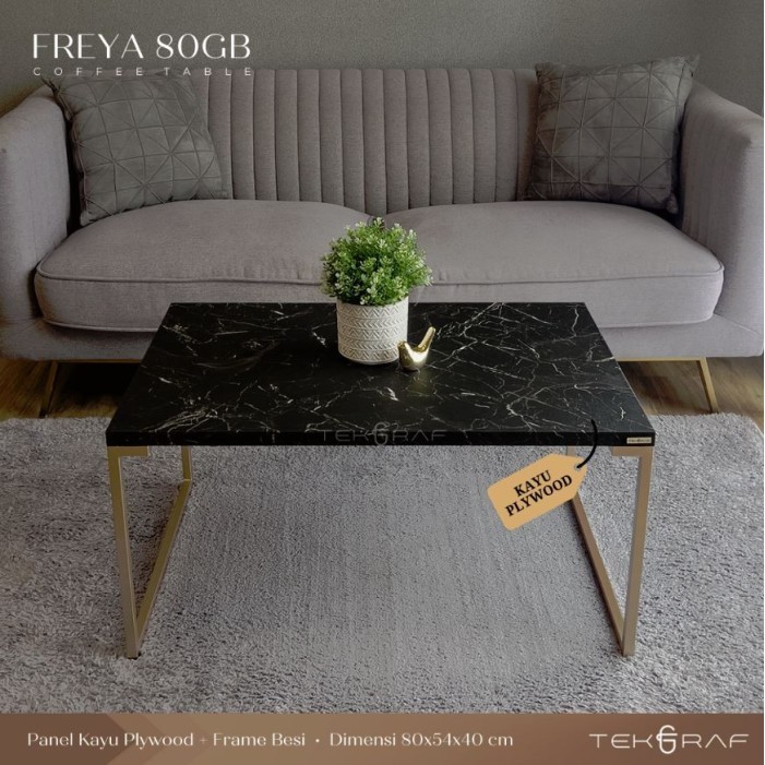Jual Tekgraf Freya 80 GB Meja Tamu Marble Coffee Table Kayu Kaki Besi | Shopee Indonesia