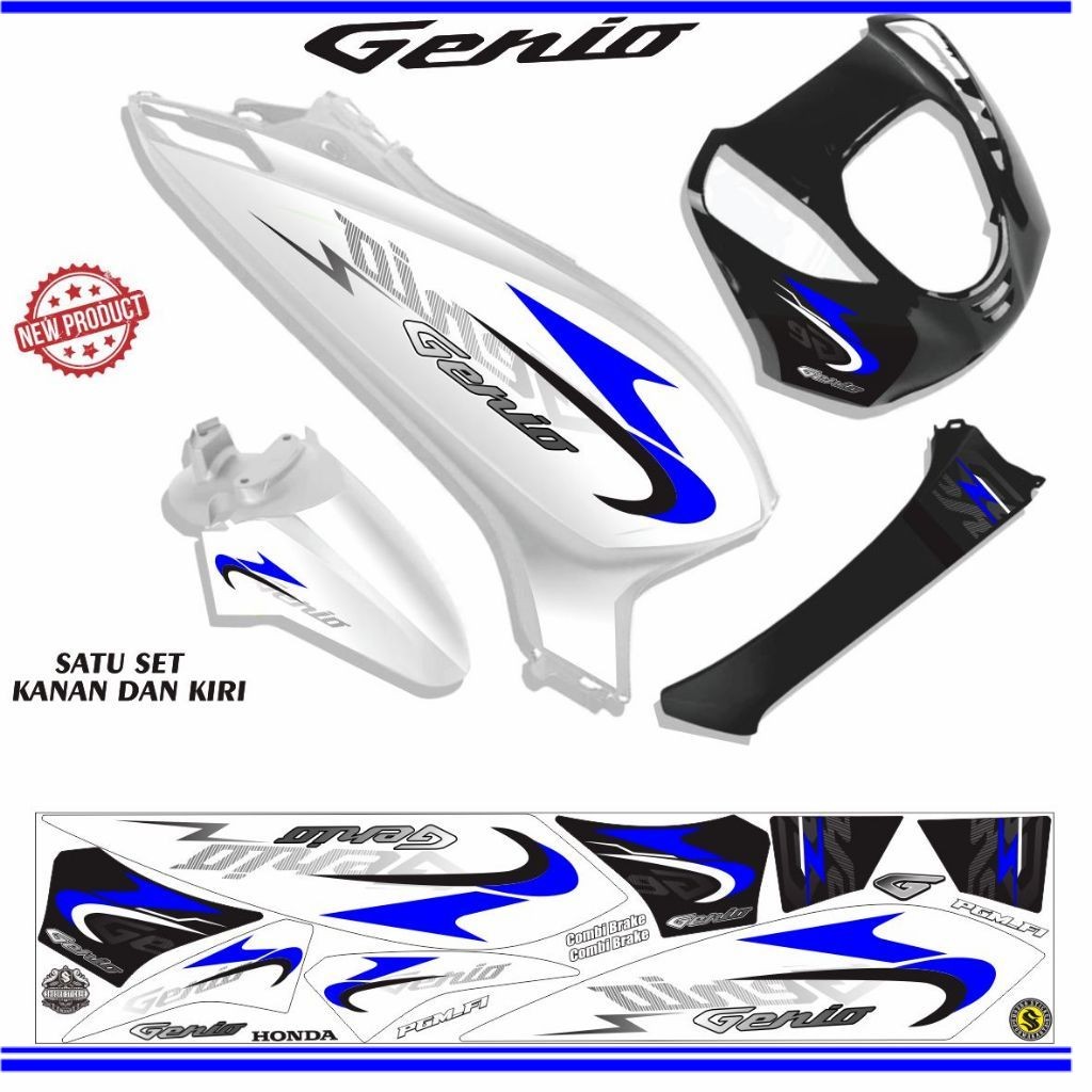 Jual SETIKER STRIPING VARIASI STIKER MOTOR HONDA ALL GENIO MOTIF ELEGAN ...