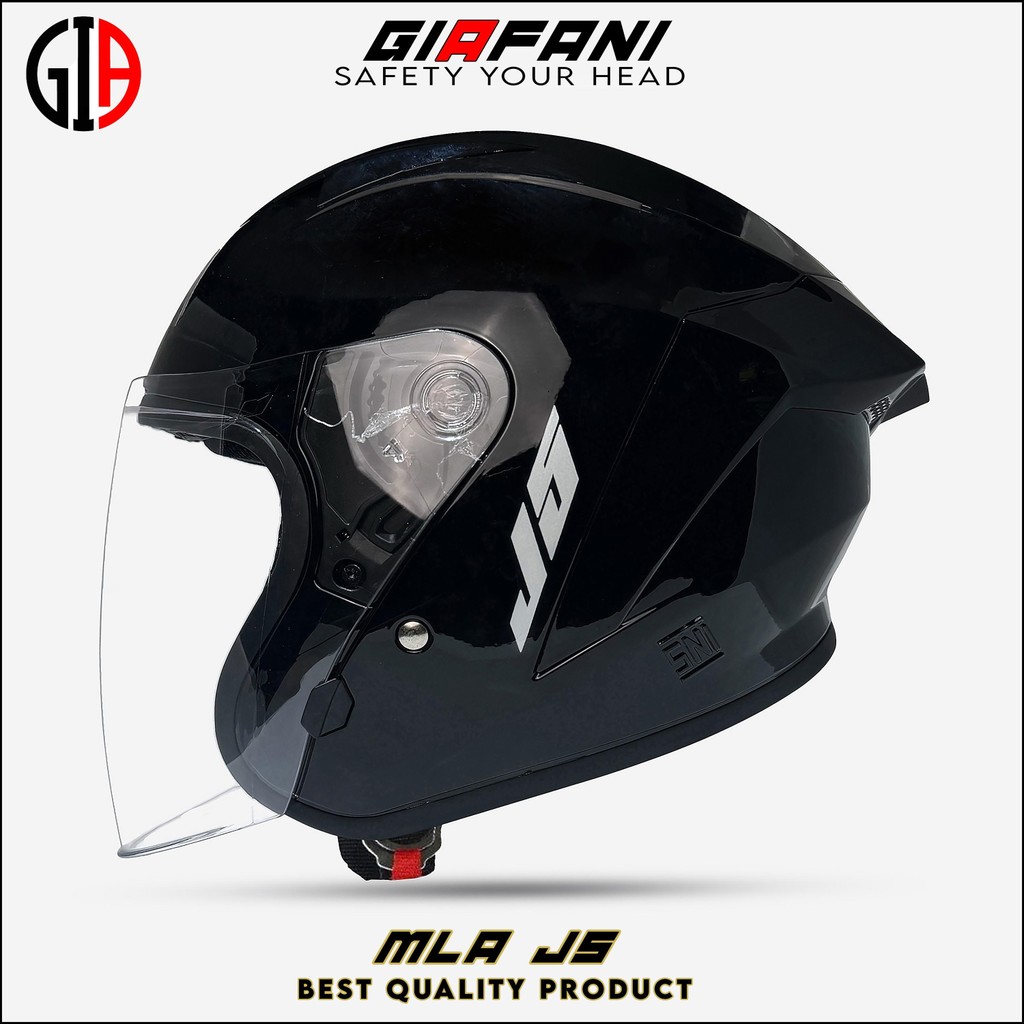 Jual Helm MLA J5 | Hitam Glosy Kaca Visor Bening SNI | Shopee Indonesia