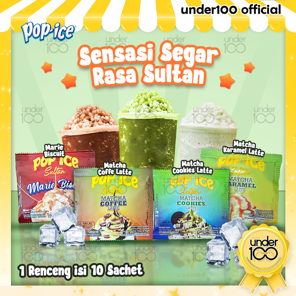 Jual Under100 POP ICE Sultan Renceng Isi 10 Sachet Matcha Cookies Latte ...