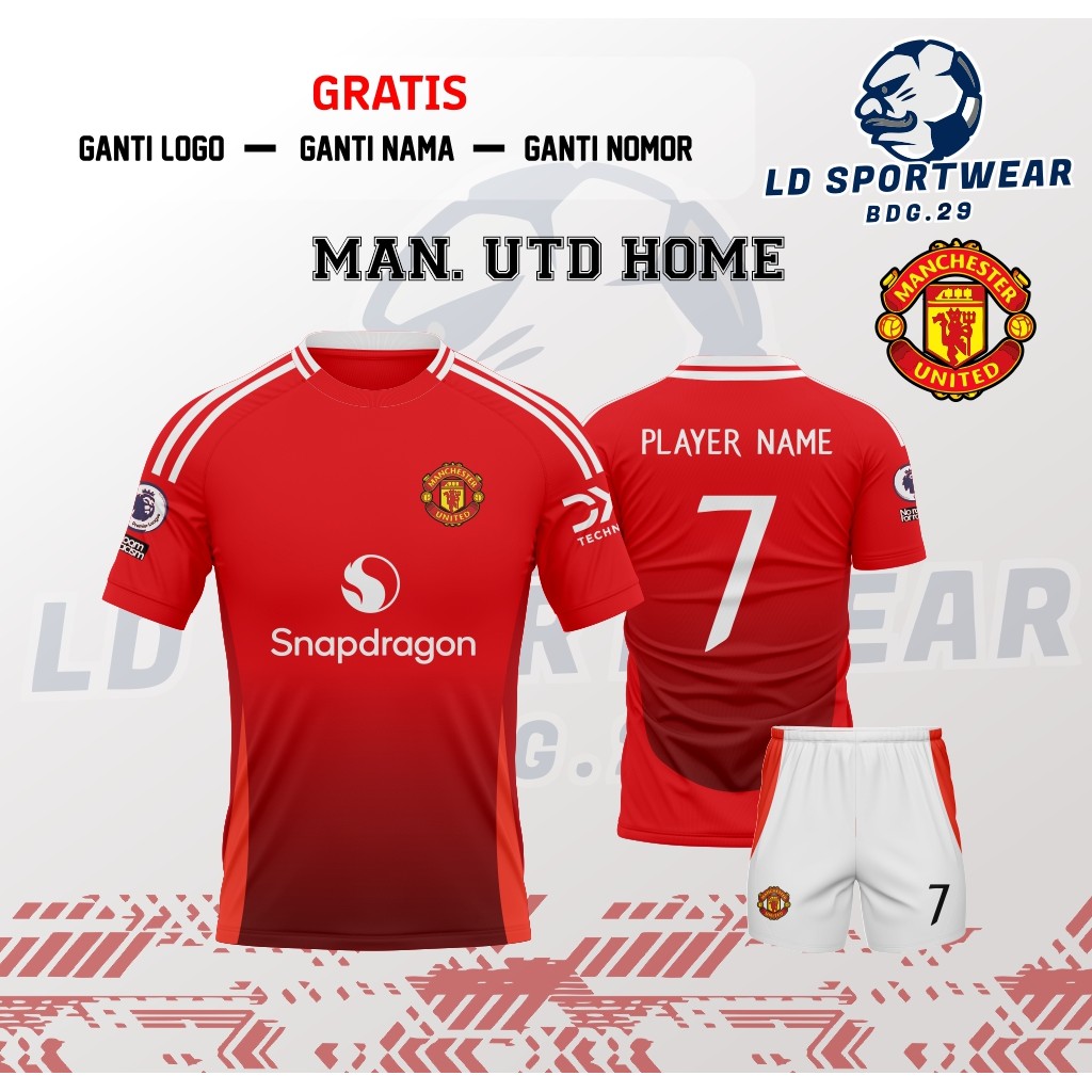 Jual Jersey MU 2024 HOME Full Printing Free Custom Nama dan Nomor ...